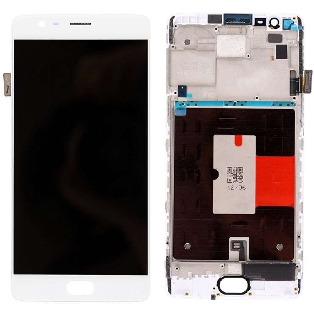 Oneplus 3T LCD Screen With Frame White Replacement - Cellspare